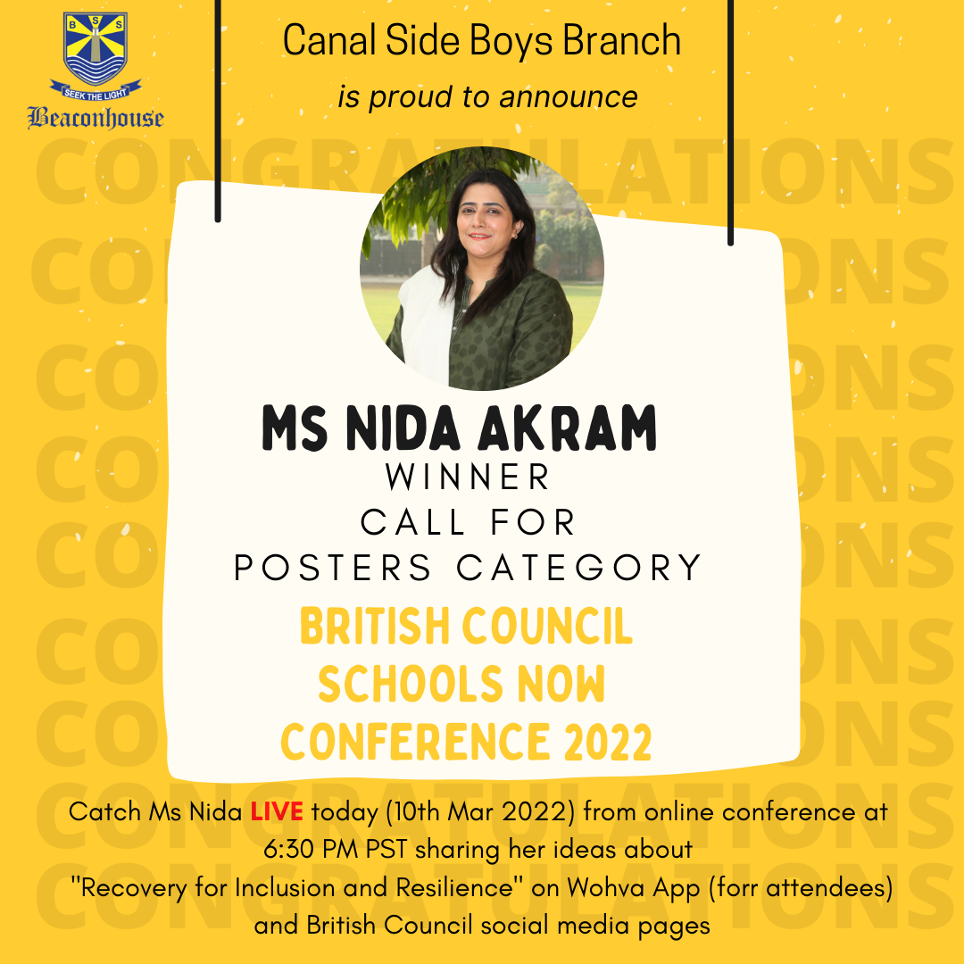 British Council Poster Winner Teacher – Canal Side Campus Boys, Lahore