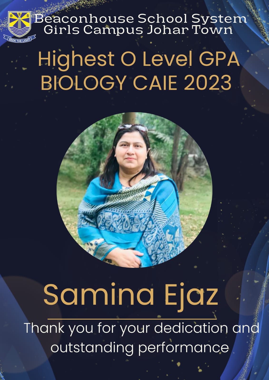 Congratulations on Highest GPA in Biology – Johar Town Girls` Campus ...